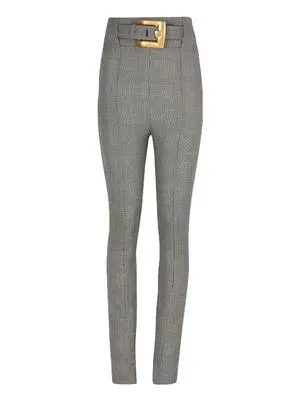 Balmain Stretch Trousers In Prince Of Wales Jacquard - Black