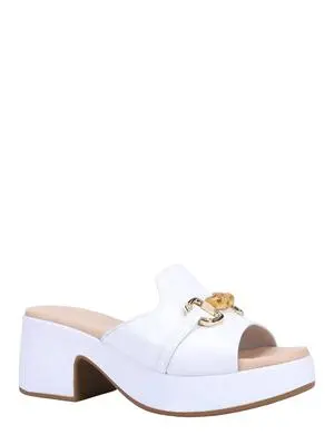Ron White Gwyna Platform Slide Sandal White