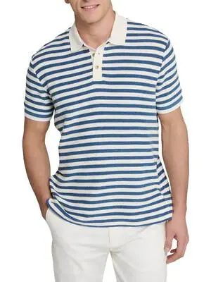 CON.STRUCT Slim Fit Short Sleeve Stripe Polo - Blue