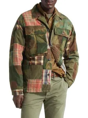 Double Rl Padded Patchwork Overshirt - Camo/plaid Patchwork