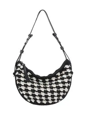 THE SAK Tess Shoulder Bag Hand Crochet - Black Ecru Shell
