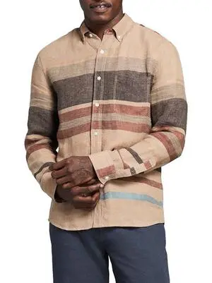 Billy Reid Tuscumbia Archive Stripe Button-down Shirt - Tan Multi