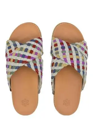 THE SAK Penelope Woven Leather Sandals - Stone Multi Woven