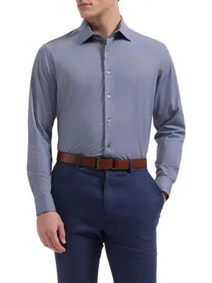 Bugatchi James Ooohcotton® Geo Print Button-up Shirt Navy