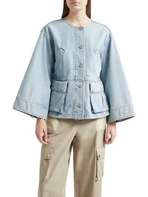 3.1 Phillip Lim Collarless Trapeze Denim Jacket - Light Blue