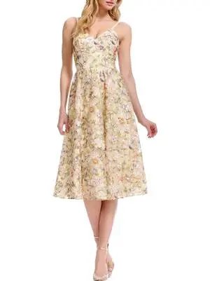 Dress The Population Maren Floral Sequin Fit & Flare Cocktail Dress - Ivory Multi