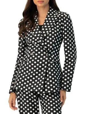 IVONNE Double-breasted Blazer With Polka Dots - Black