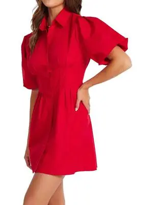 BISHOP + YOUNG Jacqueline Bubble Sleeve Mini Dress - Cherry