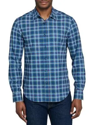BROOKLYN BRIGADE Checked Print Woven Long Sleeve Basic - Navy