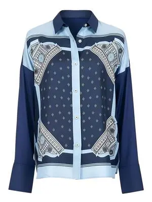 CALLAS MILANO Sirene Scarf-front Shirt - Ocean/navy