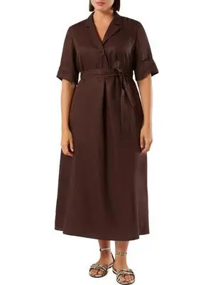 Marina Rinaldi Belted Shirt Dress - Chocolate
