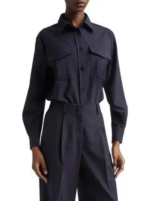 Herno Oversized Lightweight Button-Up Shirt 9200 Navy