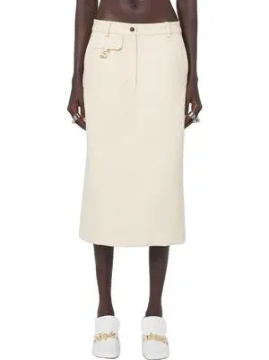 Sportmax Adepto Cotton Blend Twill Pencil Skirt - Vanilla