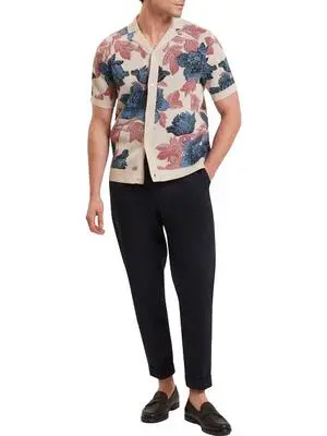 Ted Baker London Ashqara Floral Knit Button-up Shirt - Beige