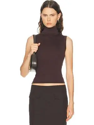 FLORE FLORE Dinah Sleeveless Turtleneck Tank Top - Choco Plum