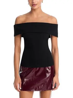 Aqua Aqua Ponte Off-the-Shoulder Top Black