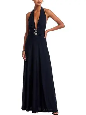 KATE BARTON Halterneck Gown - Navy