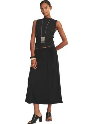 Velvet By Graham & Spencer Irene Cotton Gauzy Whisper Wrap Skirt - Black