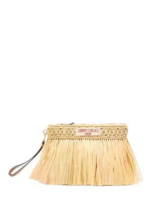 JIMMY CHOO Zipped Pouch With Fringed Detail - Neutrals