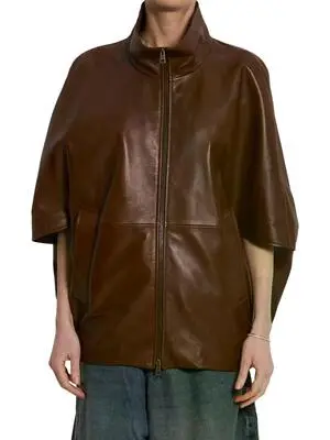Balenciaga Cocoon Leather Jacket - Brown