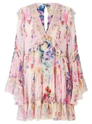 Camilla Floral-pattern Mini Dress - Pink