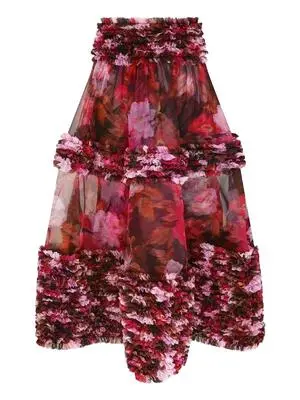 Zimmermann Luna Floral Print Midi Skirt - Red