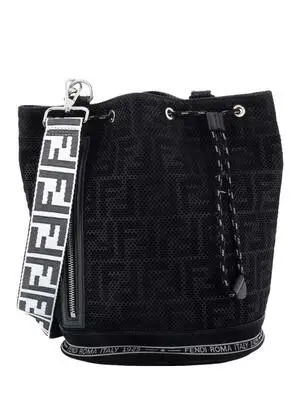 Fendi Mon Tresor Holdall Zucca Canvas Small Bucket Bag - Black