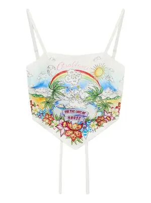 CASABLANCA Casablanca Paris Better Days Silk Satin Scarf Top