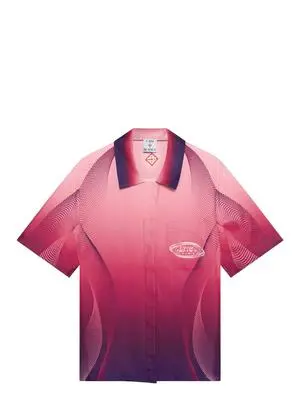 Casablanca Aubergine Gradient Cuban Collar Short Sleeve Silk Shirt - Pink