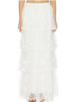 LoveShackFancy Tiered Lace Maxi Skirt - Ivory