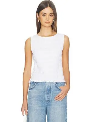 Madewell Smocked Boatneck Tank Top - White
