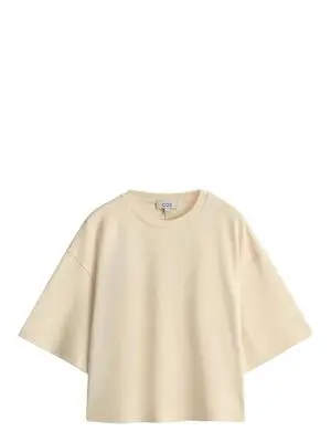 Cos Oversized Boxy Cotton T-Shirt Beige