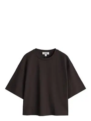 Cos Oversized Boxy Cotton T-Shirt Brown