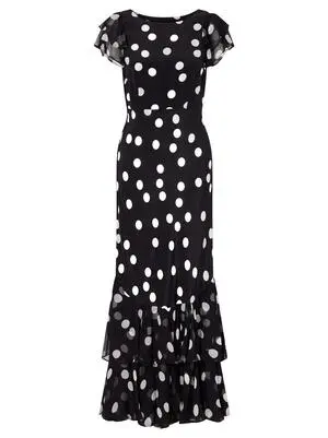 Rixo Ordinia Polka-dot Silk-satin Midi Dress - Black