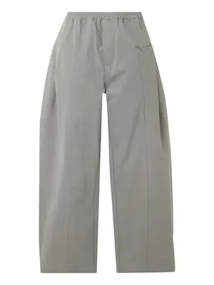 DEIJI STUDIOS Pleat Organic Cotton-twill Barrel-leg Pants - Gray