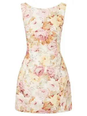 Faithfull The Brand Sofia Floral-print Mini Linen Dress - Multi