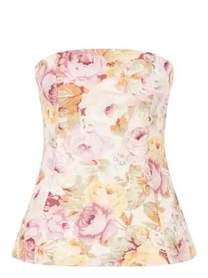 Faithfull The Brand Petro Strapless Floral-print Linen Top - Multi