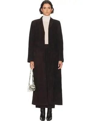 ST. AGNI Suede Tailored Coat - Coffee