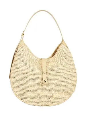 Polo Ralph Lauren Raffia Leather Shoulder Bag - Neutral