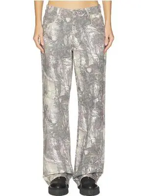 Superdown Lottie Camouflage Print Cotton Jeans - Sage