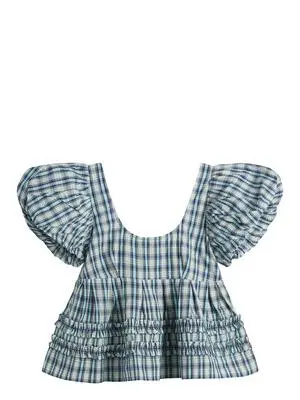 DAMSON MADDER Summer Joy Organic Cotton Blouse - Blue