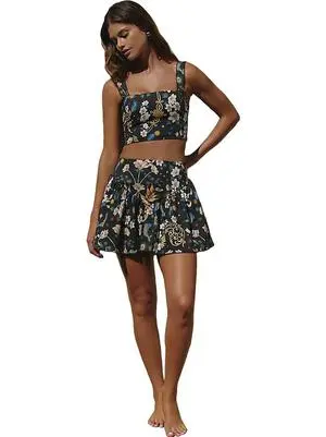 Agua Bendita Violet Mi Mini Skirt - Black Pattern