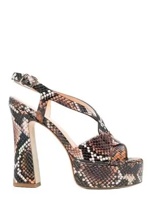 CHANTAL Criss-cross Platform Sandals - Brown