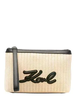 Karl Lagerfeld K/signature Logo-lettering Clutch Bag - Neutrals