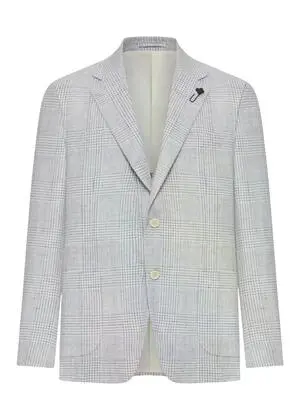 LARDINI Plaid-check Blazer - Blue