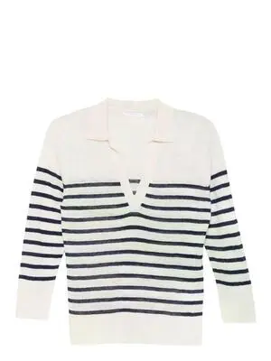 Majestic Filatures Striped Polo Knitwear - Neutrals