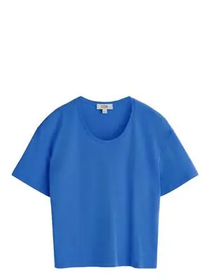 Cos Scoop-neck Cotton T-shirt - Blue