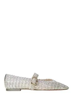 TWINSET Buckle-strap Embroidered Ballerinas - Silver