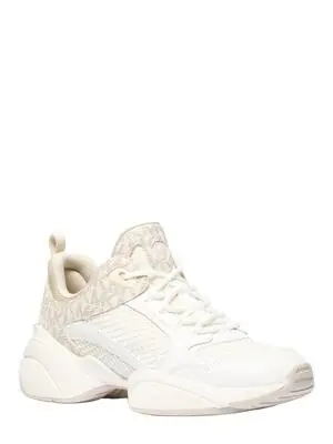 Michael Kors Bowie Signature Logo And Mesh Trainers - Natural