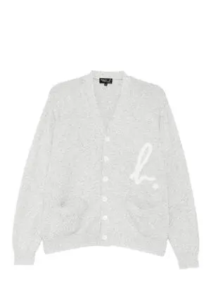 AGNES B. Logo V-neck Cardigan - Grey